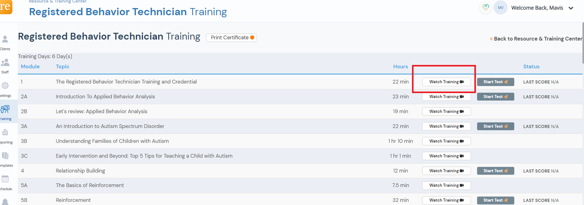 Overview: Registered Behavior Technician Training