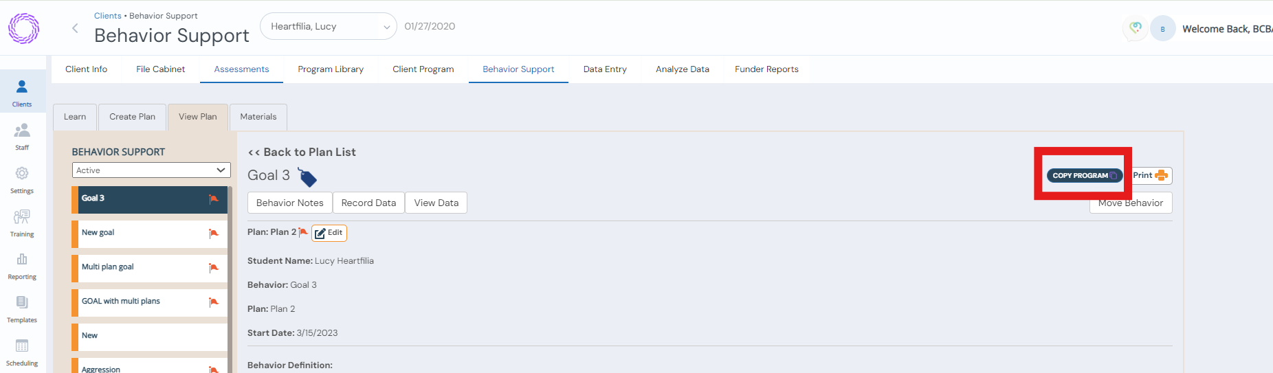 Client Behavior Support Plans / Behavior Intervention Plans