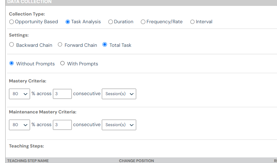 Client Program (Skill Acquisition Programs)