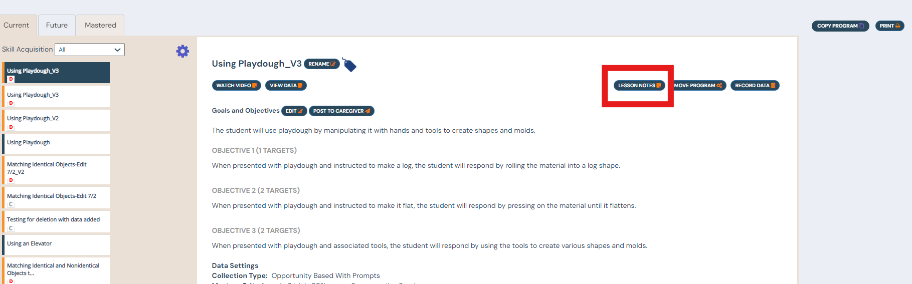 Client Program (Skill Acquisition Programs)