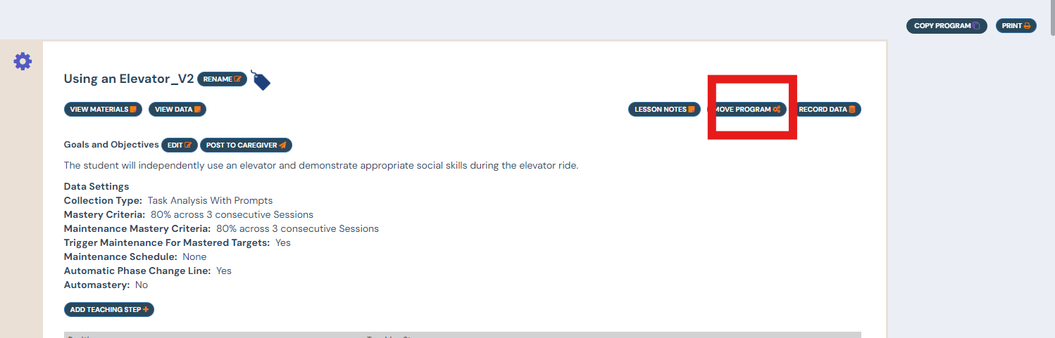 Client Program (Skill Acquisition Programs)